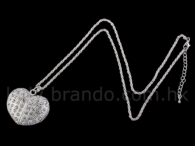 USB Jeweled Heart Necklace Flash Drive